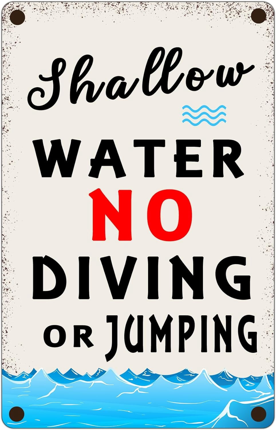 Pool Warning Metal Sign Vintage Pool Decor Shallow Water No Diving Or ...