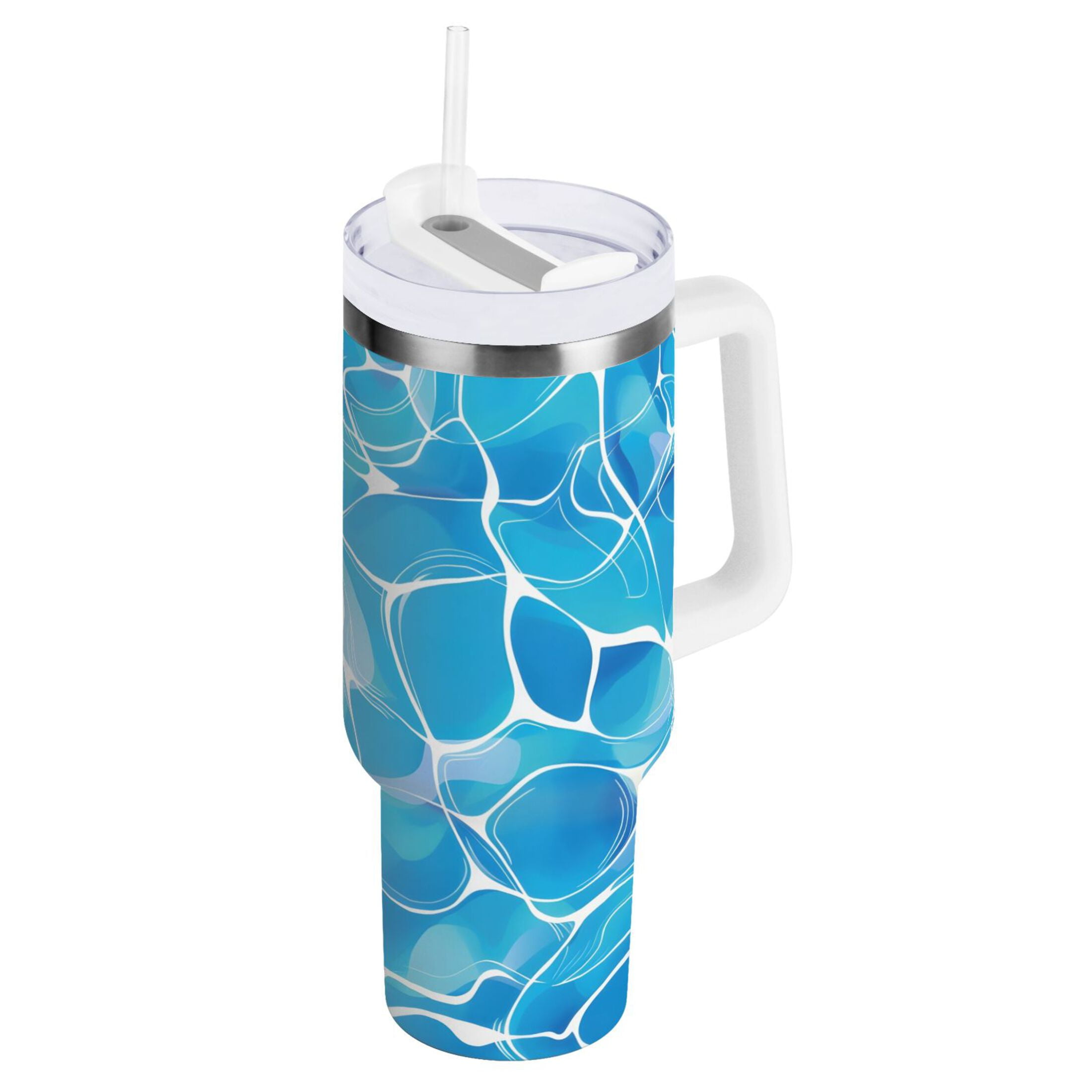 Pool Water 30 oz Tumbler with Handle and Straw Lid Vacuum Insulated Cup ...