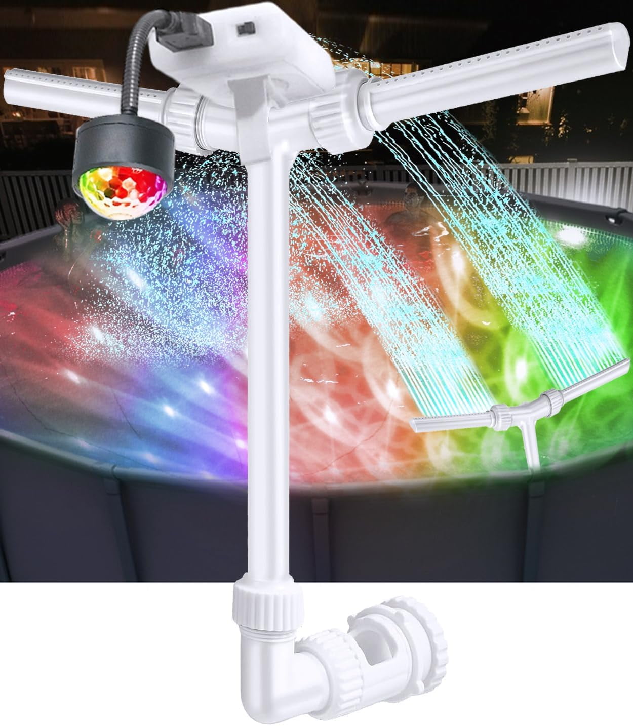 Pool Water Fountain Star Light Show, Dual Spray Adjustable Pool ...