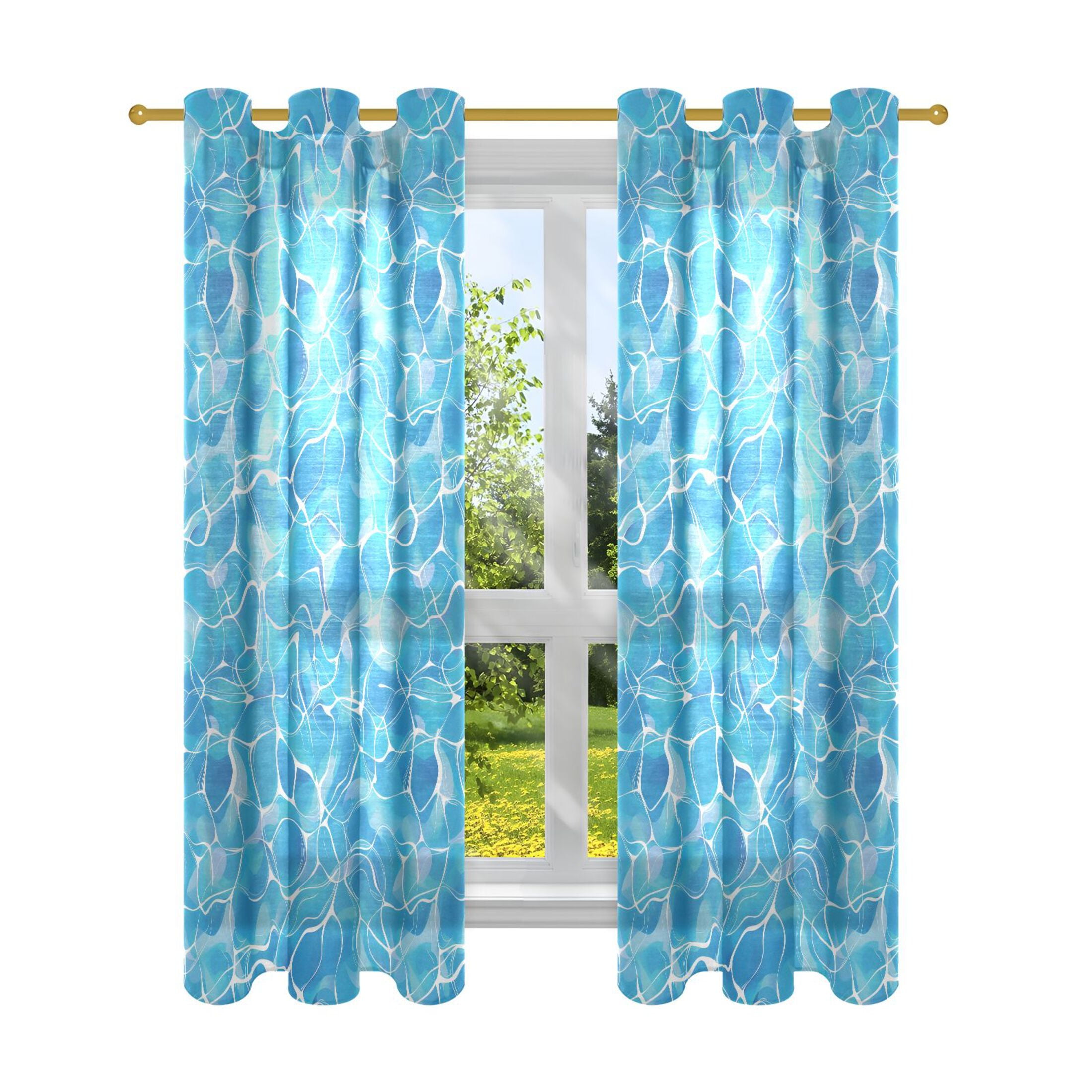 Pool Water Sheer Curtains 2 Panels Set Grommet Drapes for Bedroom ...