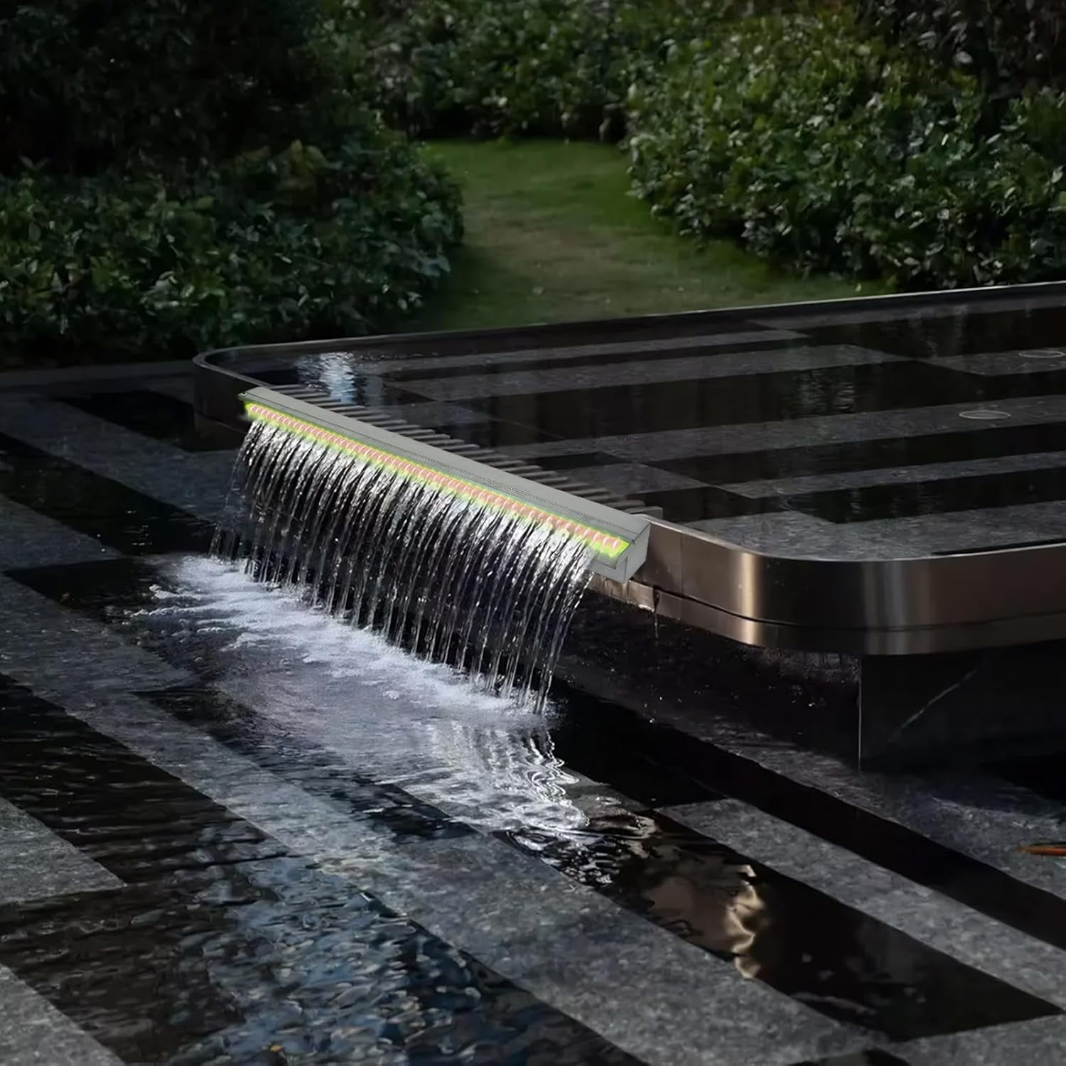 Pool Waterfall Spillway,Stainless Steel Pond Fountain,Lighted Waterfall Pool Fountain,Outdoor ...