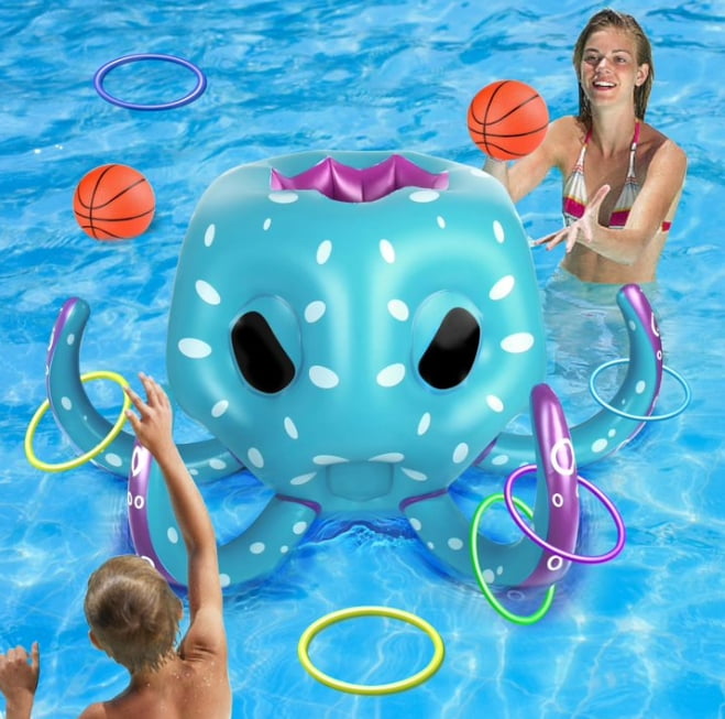 Pool Wave Kids Octopus Pool Toys,2-in-1 Inflatable Float Water Game ...