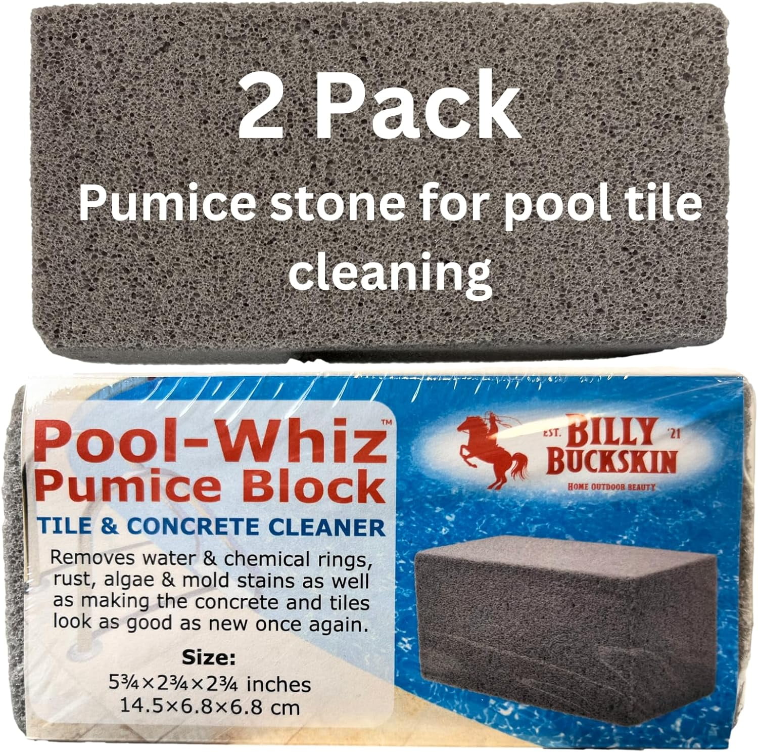 Pool-Whiz Pumice Block, Pool Tile & Concrete Cleaner, Pumice Stone for ...