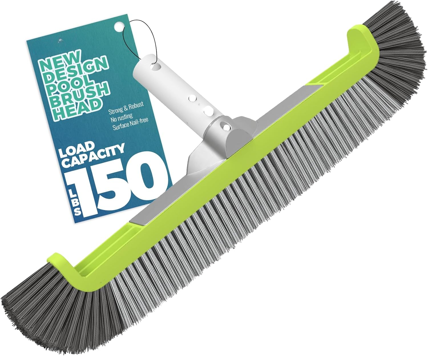 Pool brush head for cleaning pool walls, curved end, efficient brush ...