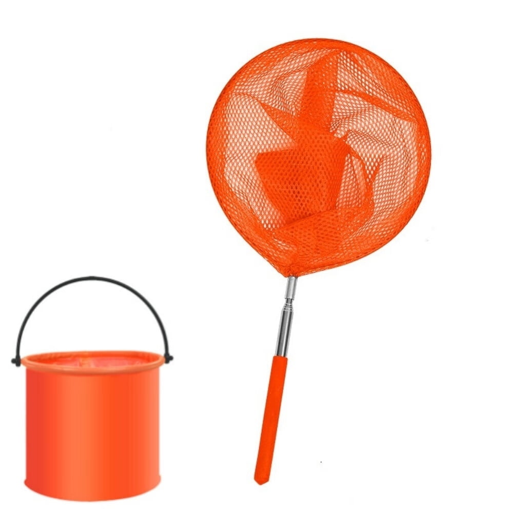 Pool skimmer net with telescopic pole and bucket,leaf skimmer net rake ...
