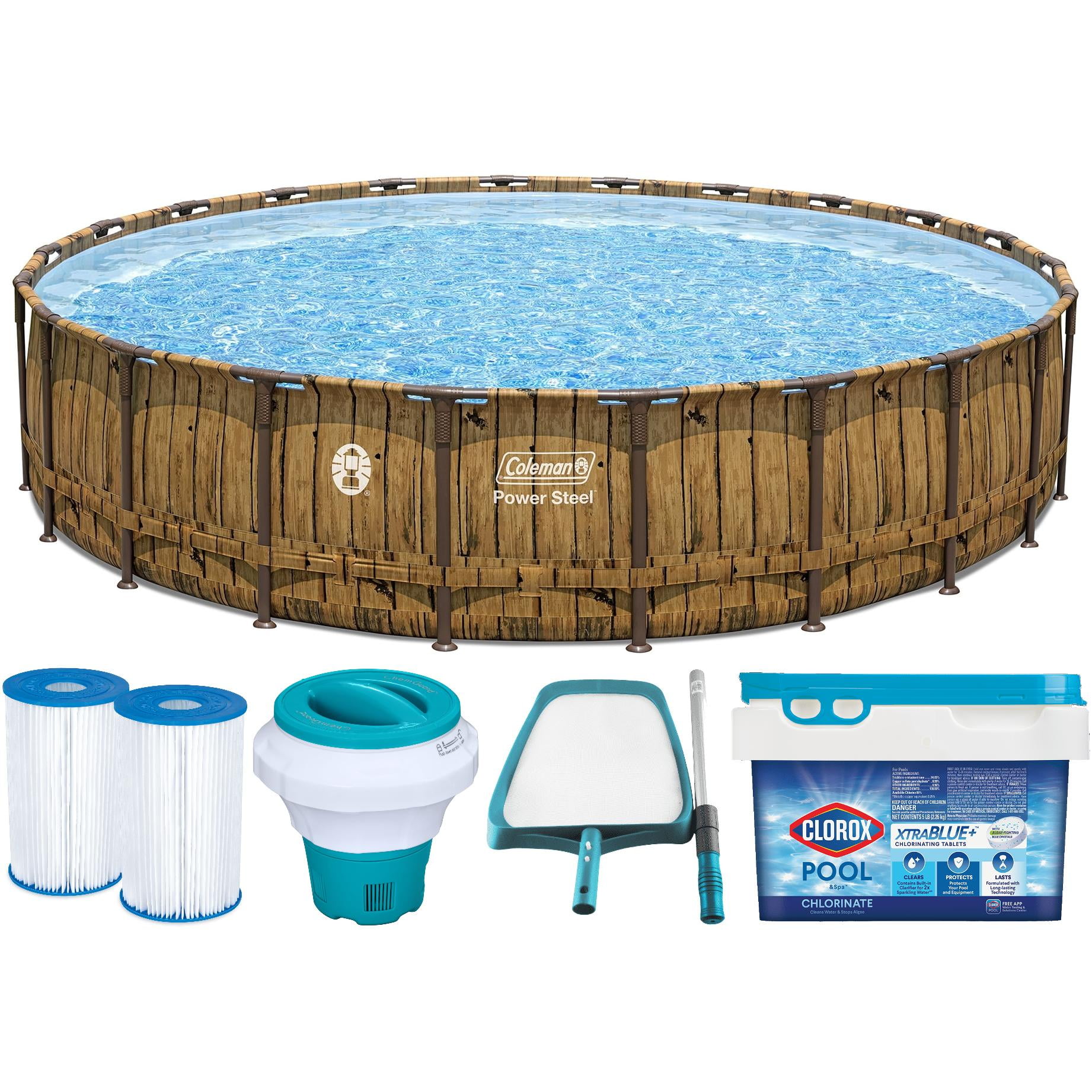 Coleman Power Steel 22' x 52" Round Metal Frame Above Ground Pool ...