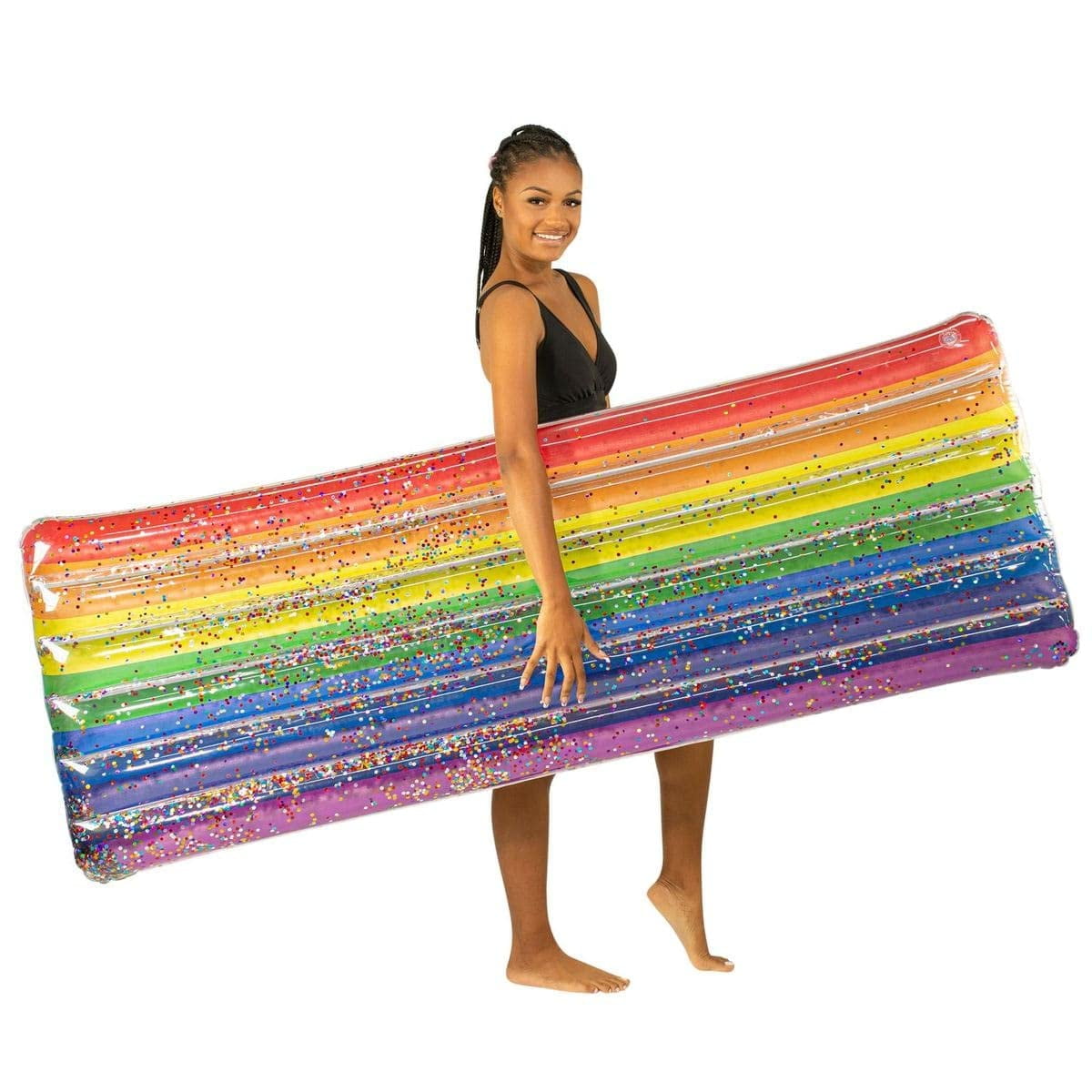 Poolcandy Deluxe Large Size Inflatable Rainbow Glitter Pool Raft - Your ...