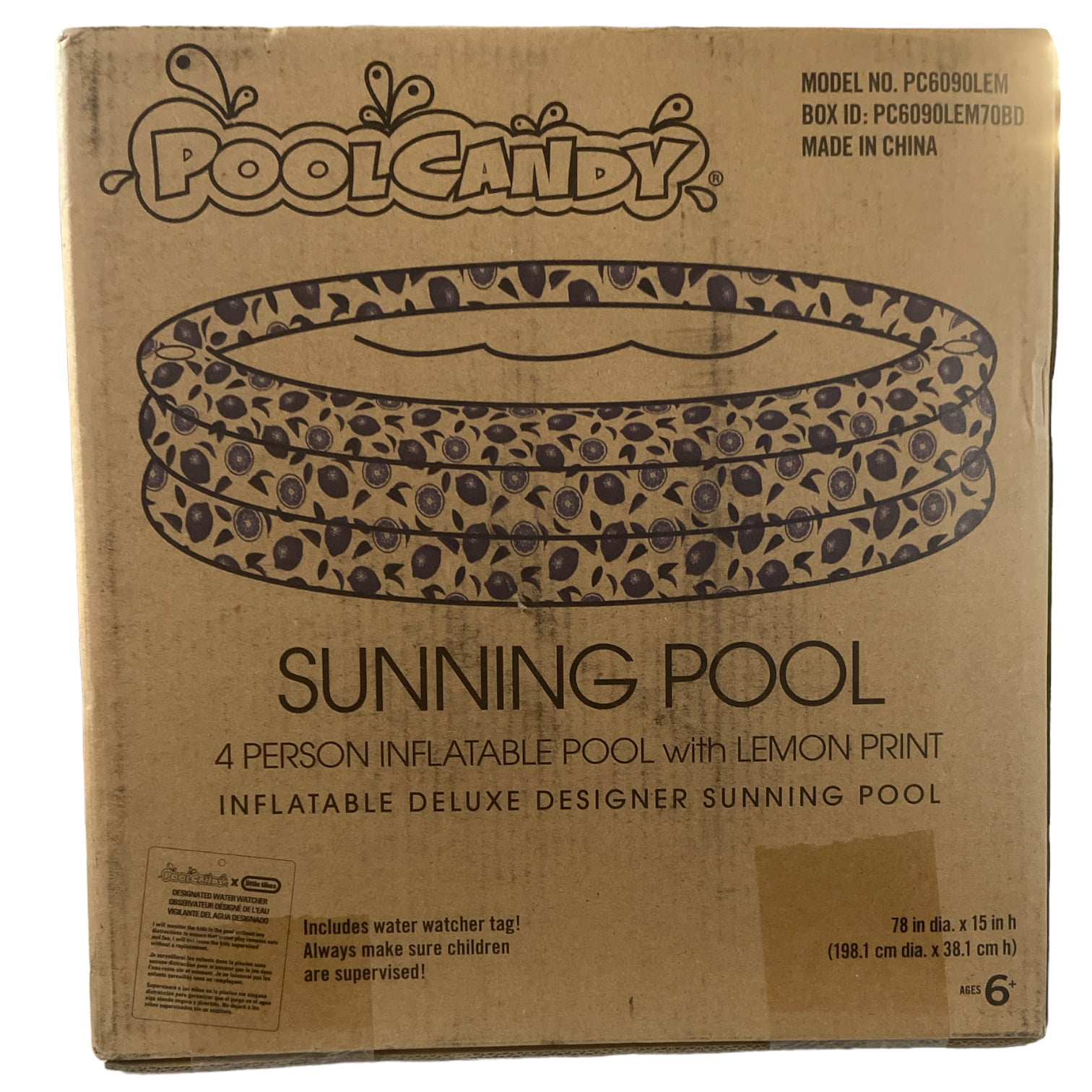 Poolcandy 4-Person Inflatable Sunning Pool, Lemon Print Designer ...