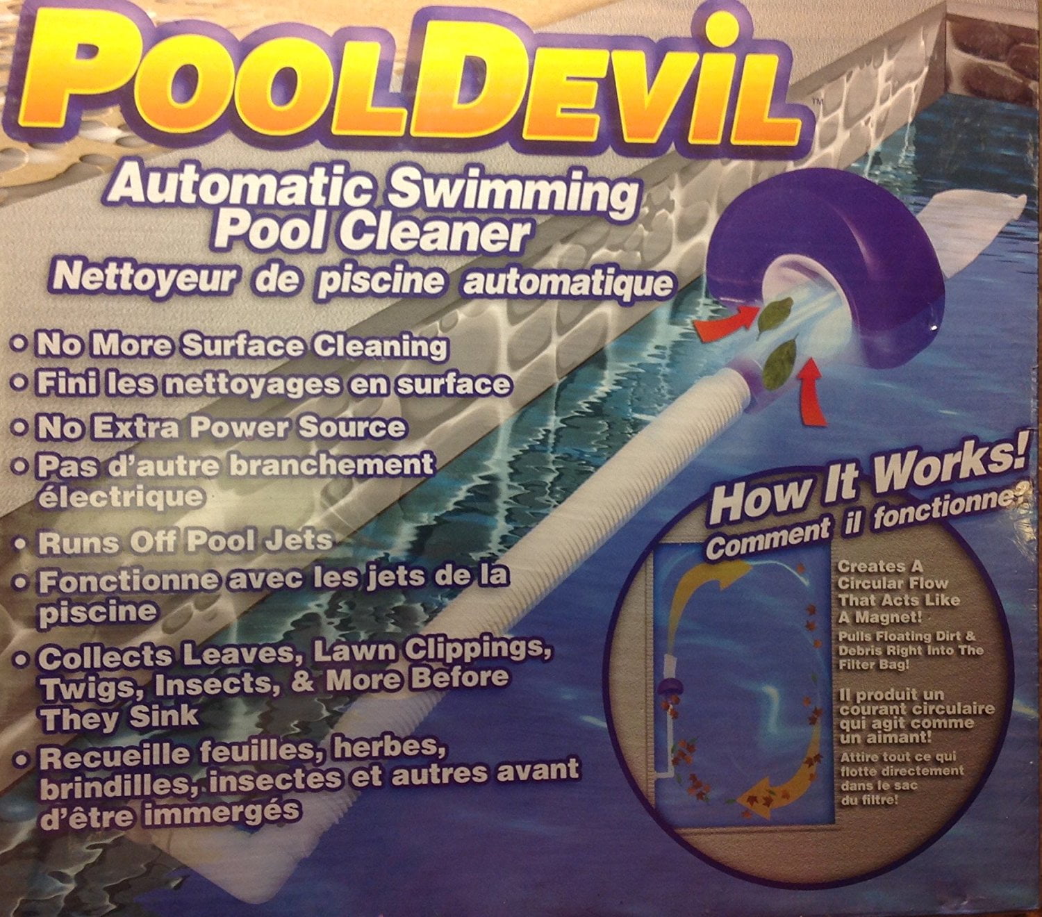Pooldevil Pro Automatic Pool Surface Dirt and Leaf Skimmer Cleaner ...