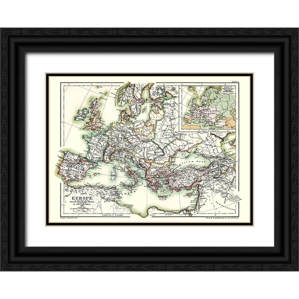 Poole 32x24 Black Ornate Wood Framed with Double Matting Museum Art ...