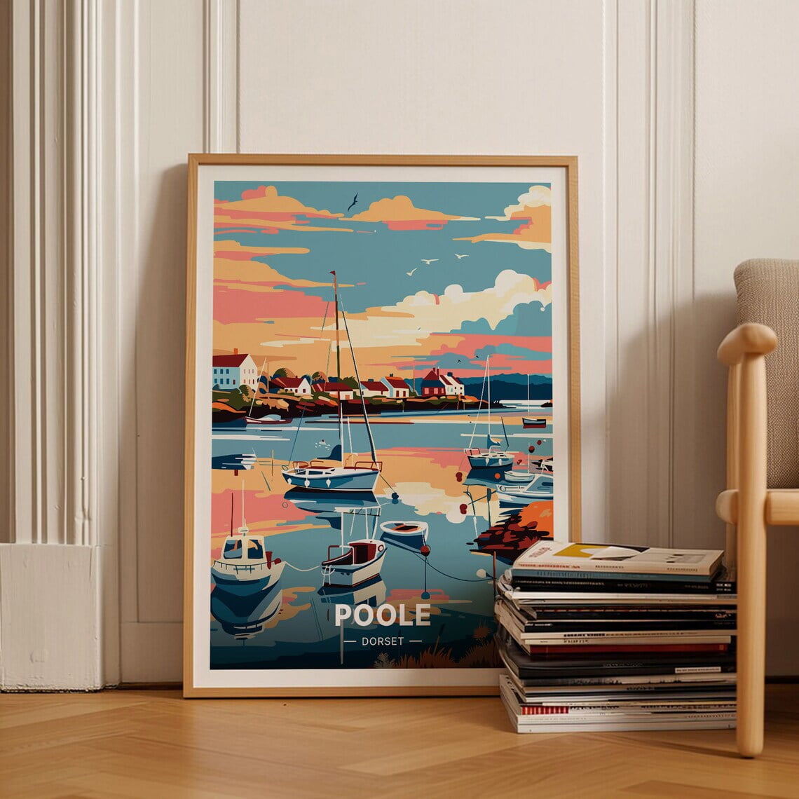 Poole Harbour Travel Poster, England Scenic Landscape Wall Art, Home ...
