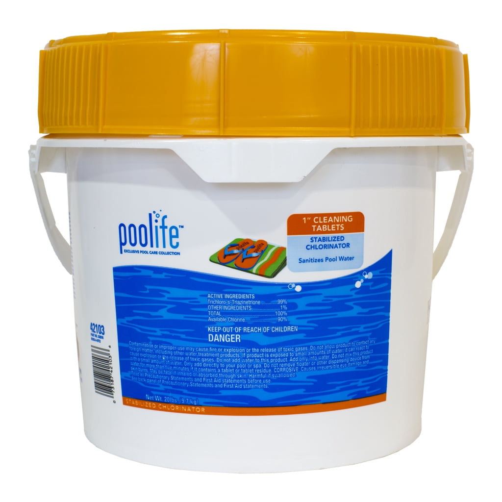 Poolife 1 Inch Chlorine Cleaning Tablets (20 lb) for Swimming Pool ...