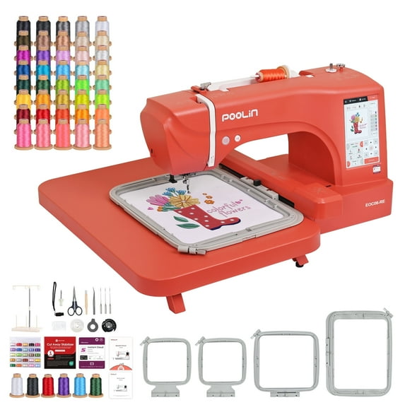 Poolin EOC06RE 7.9" x 11" Embroidery Machine with 40 Rolls 800M ...