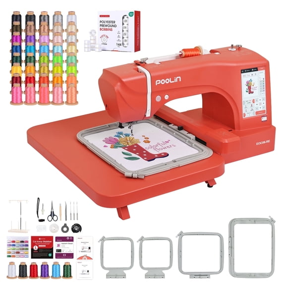 Poolin EOC06RE 7.9" x 11" Embroidery Machine with 40 Rolls 800m ...