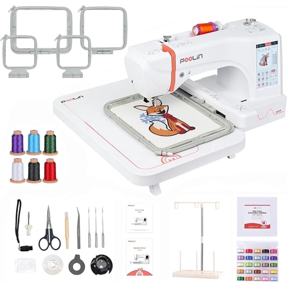 "Poolin EOC06 Embroidery Machine, 7.8""x11"" Area, 7"" LED Screen, Kit ...