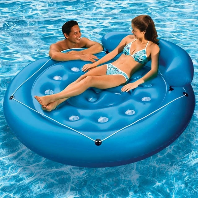 Free Shipping! Poolmaster French Pocket Convertible Swimming Pool Inflatable Island Float, Blue ...