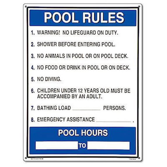 Poolmaster "General Pool Rules" Sign for Residential or Commercial ...