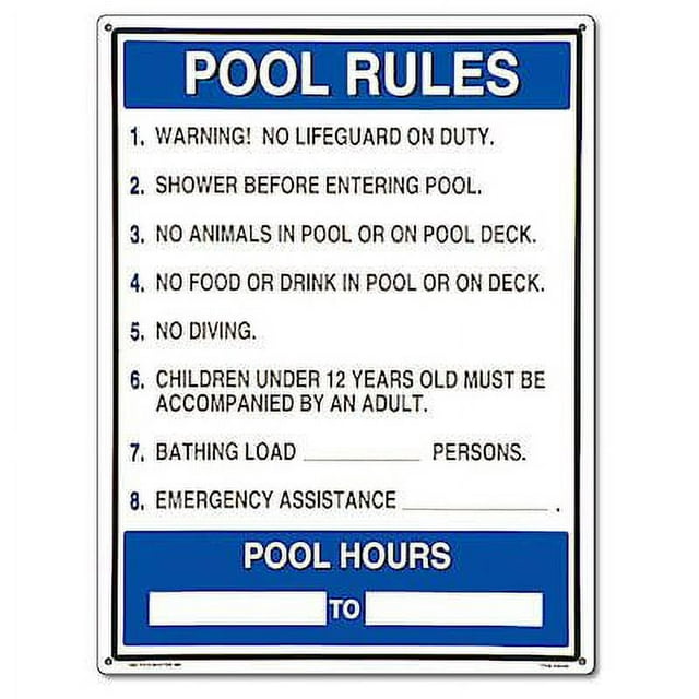 Poolmaster "General Pool Rules" Sign for Residential or Commercial ...