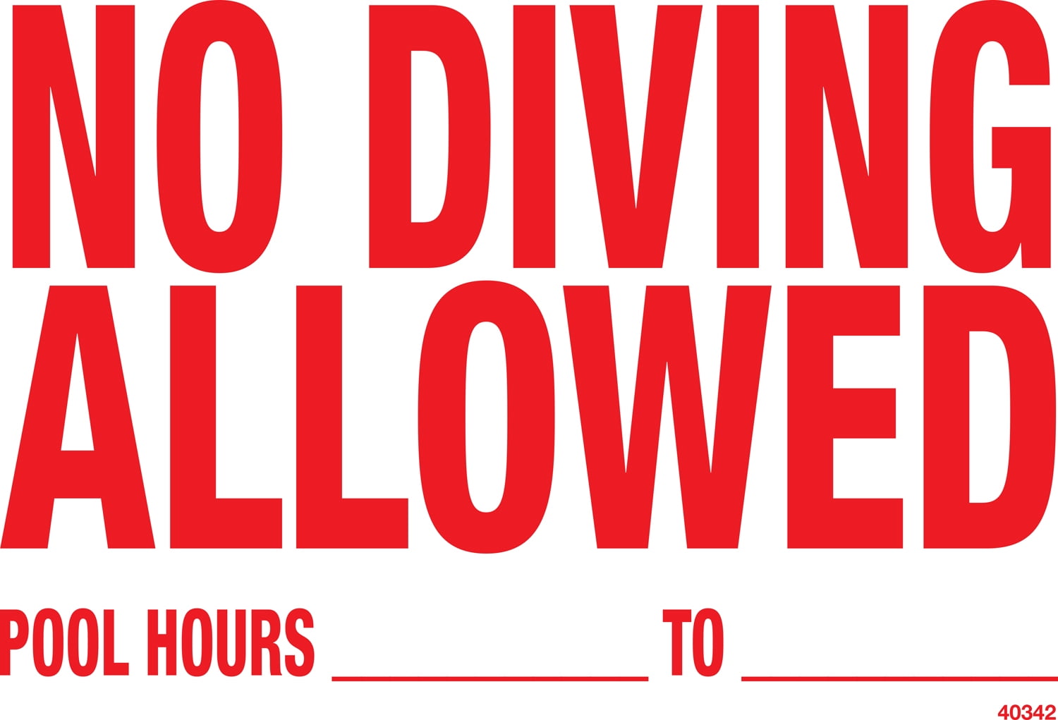 Poolmaster "No Diving Allowed" Sign for Residential or Commercial ...