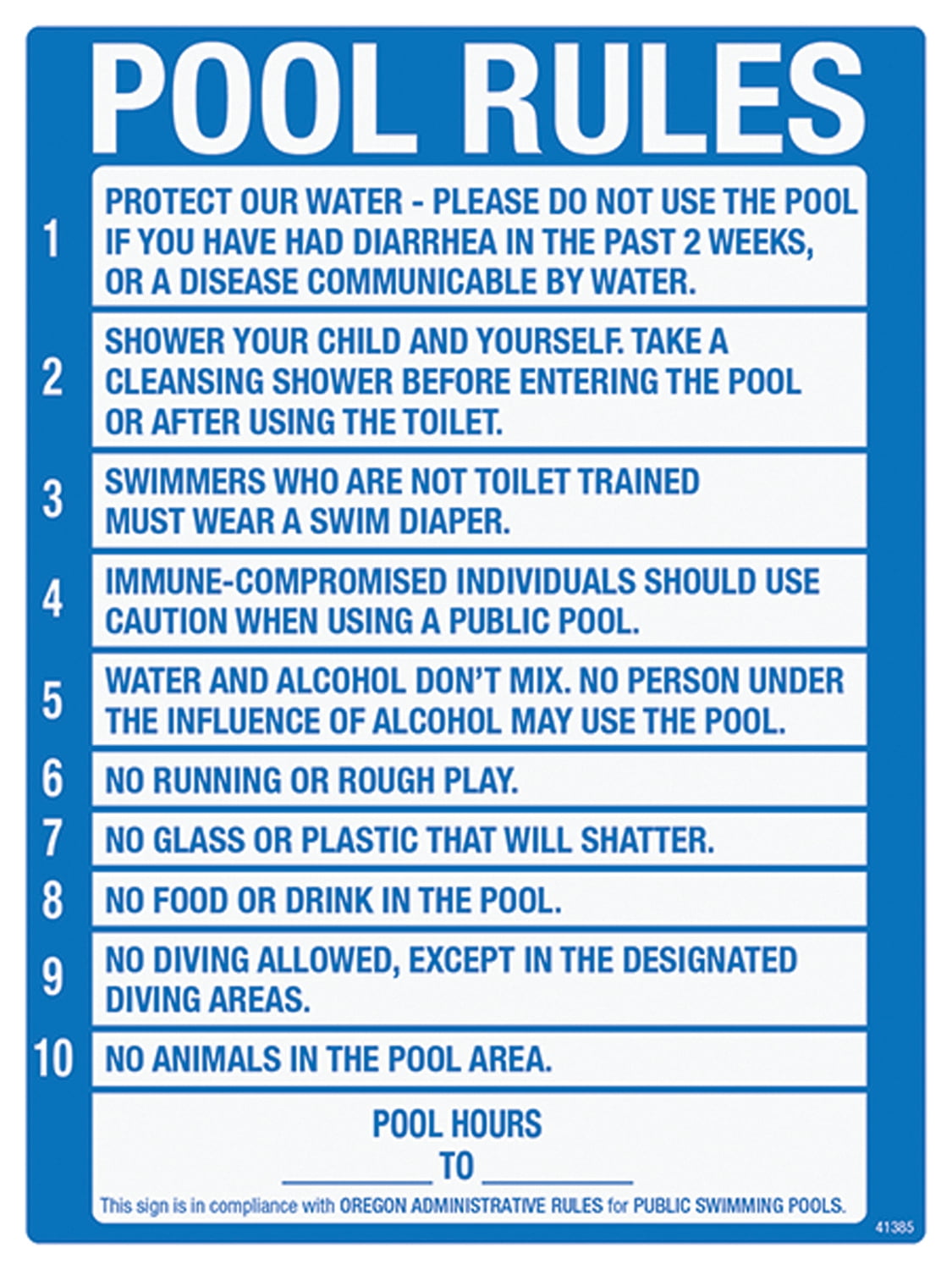 Poolmaster "Pool Rules" Sign for Residential and Commercial Swimming ...