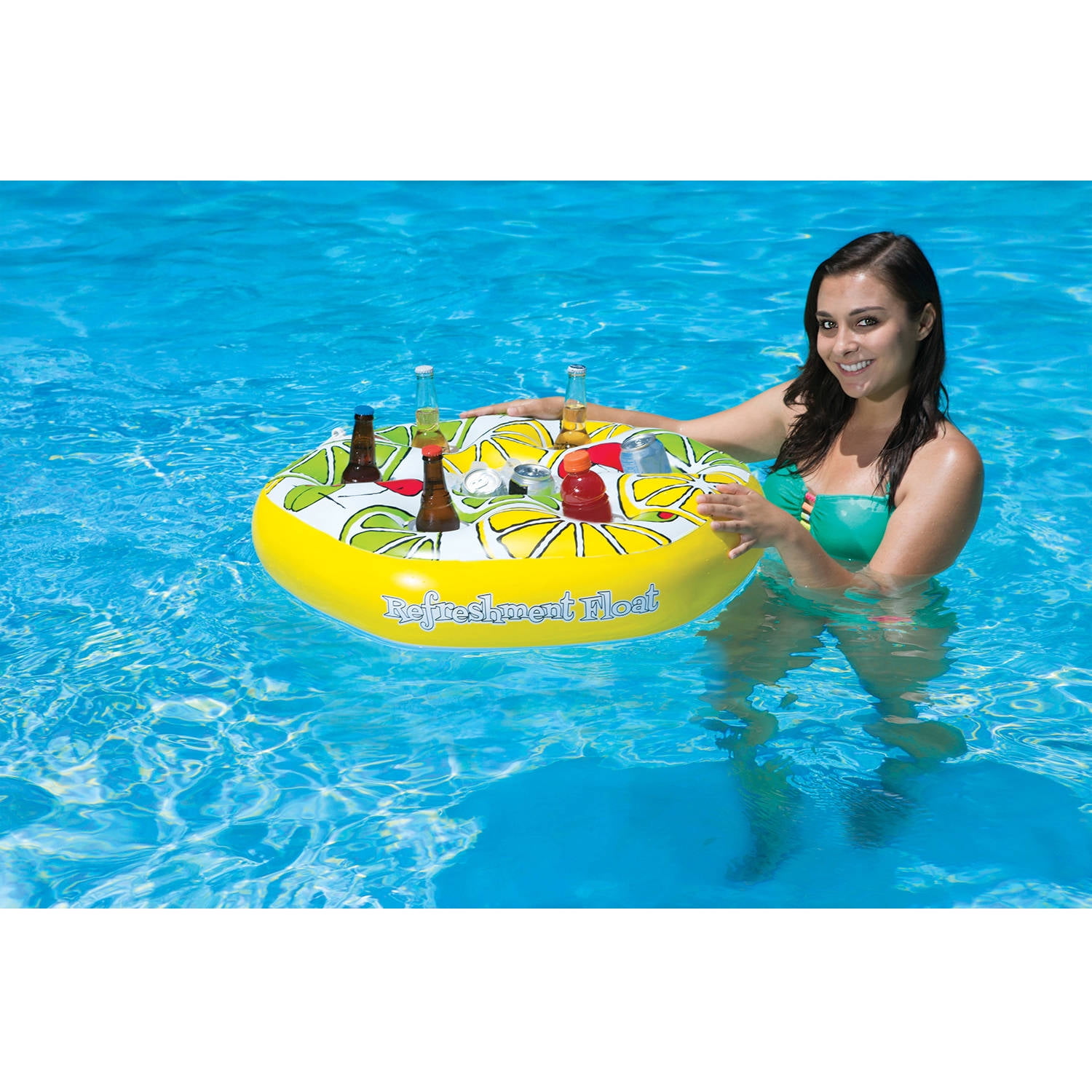 Poolmaster Refreshment Float - 29in Vinyl Pool Floatie with Drink and ...