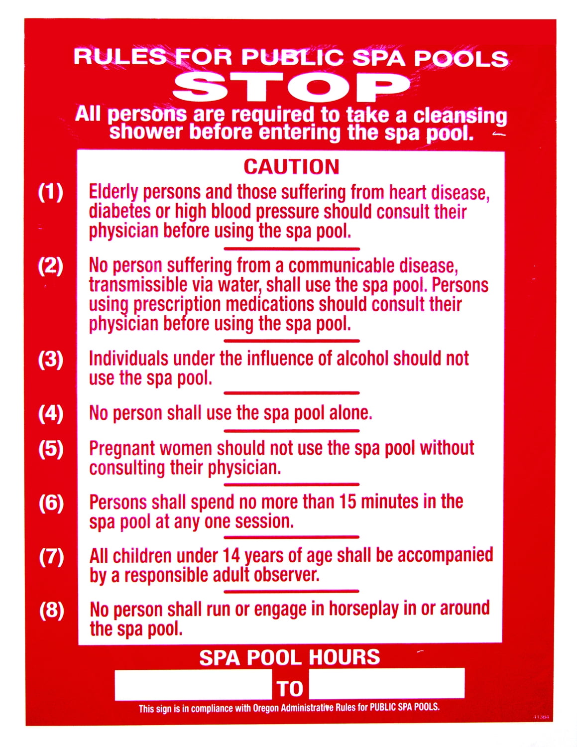 Poolmaster "Rules for Public Spa" Sign for Residential and Commercial ...