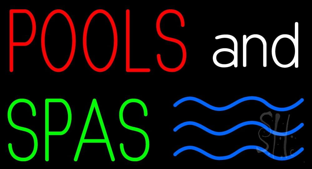 Pools And Spas LED Neon Sign 13 x 24 - inches, Black Square Cut Acrylic ...