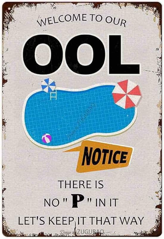Poolside Bar and Grill Tin Sign Decor, Swimming Pool Decorations ...