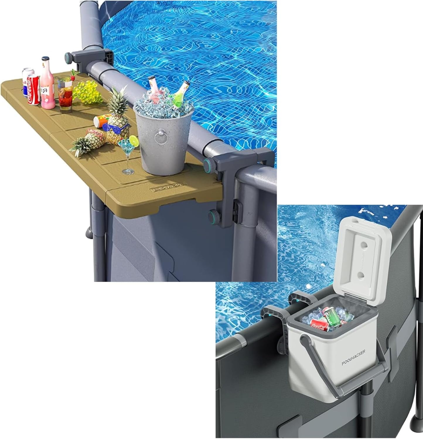 Poolside Bar Table for Above-Ground Round & Oval Pools – Foldable Swim ...