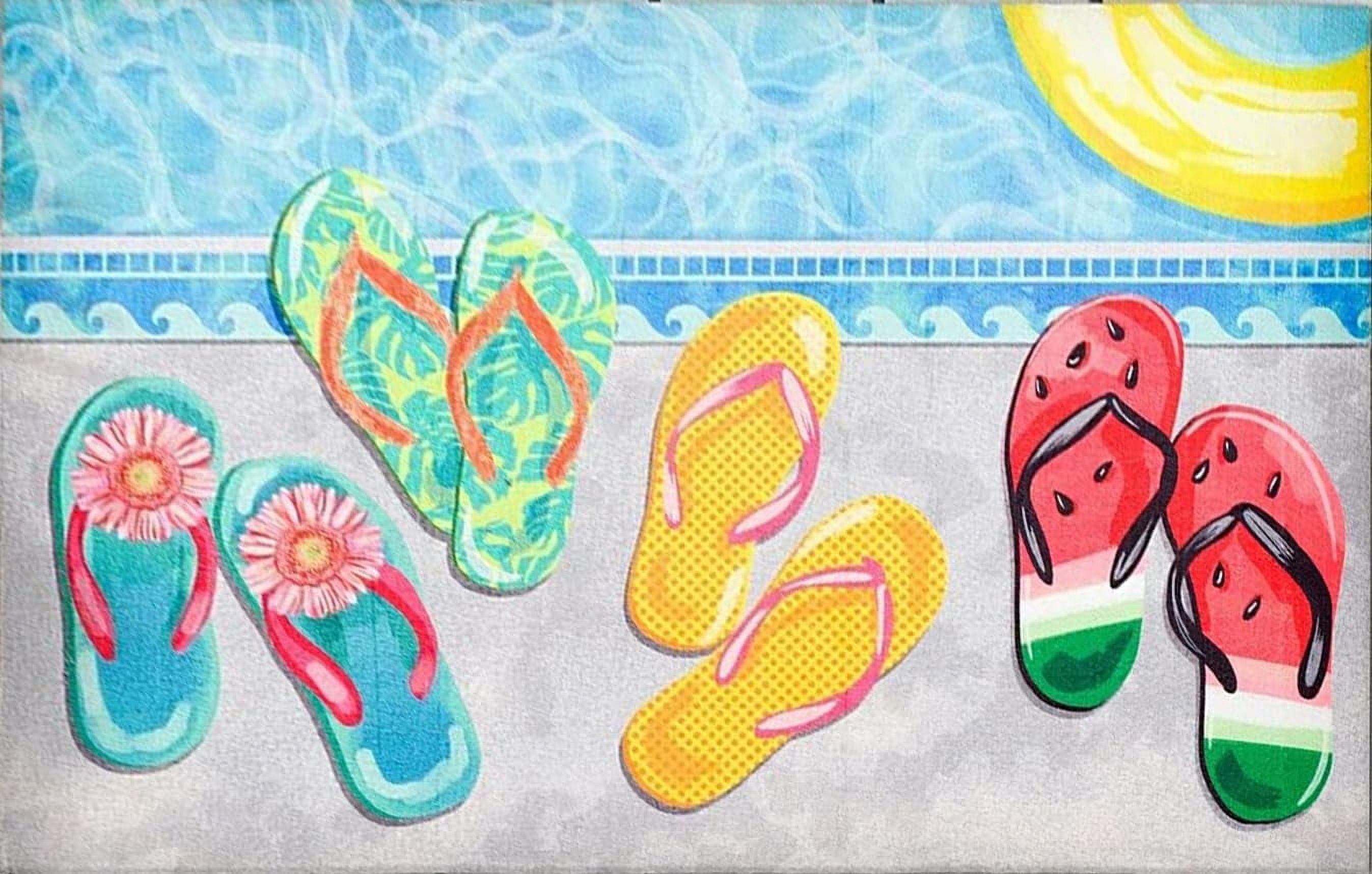 Poolside Flip Flops Funny Doormat, Welcome Doormat,Home Decor Area Rugs ...