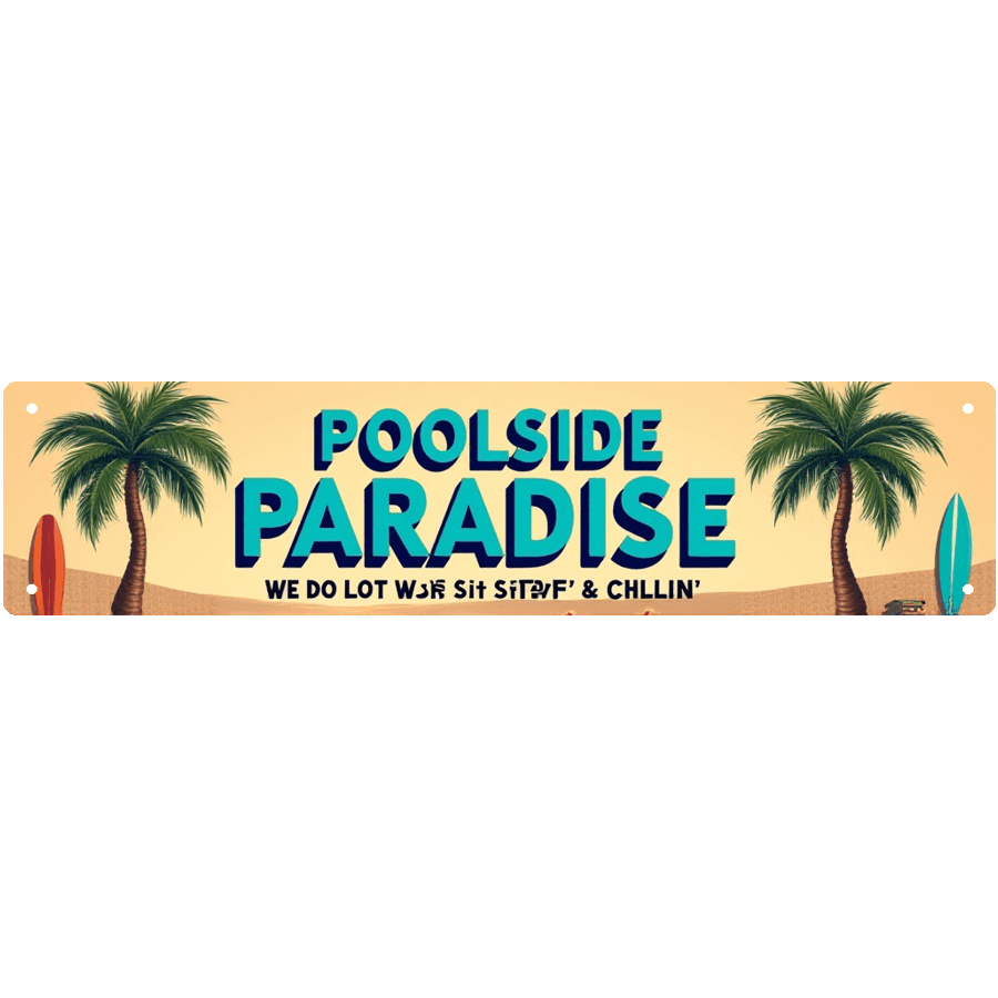 Poolside Paradise Tin Sign - 16x4 Inch - Ideal for Backyard Pool ...