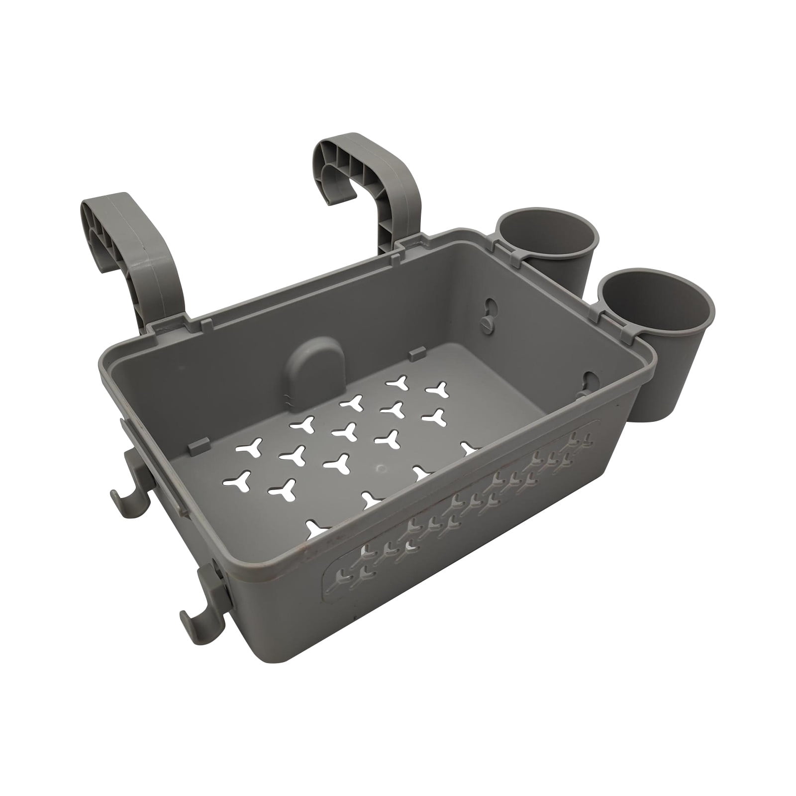 Poolside Storage with 2 Pool Cup Holder, Thickened Plastic Pool Basket ...