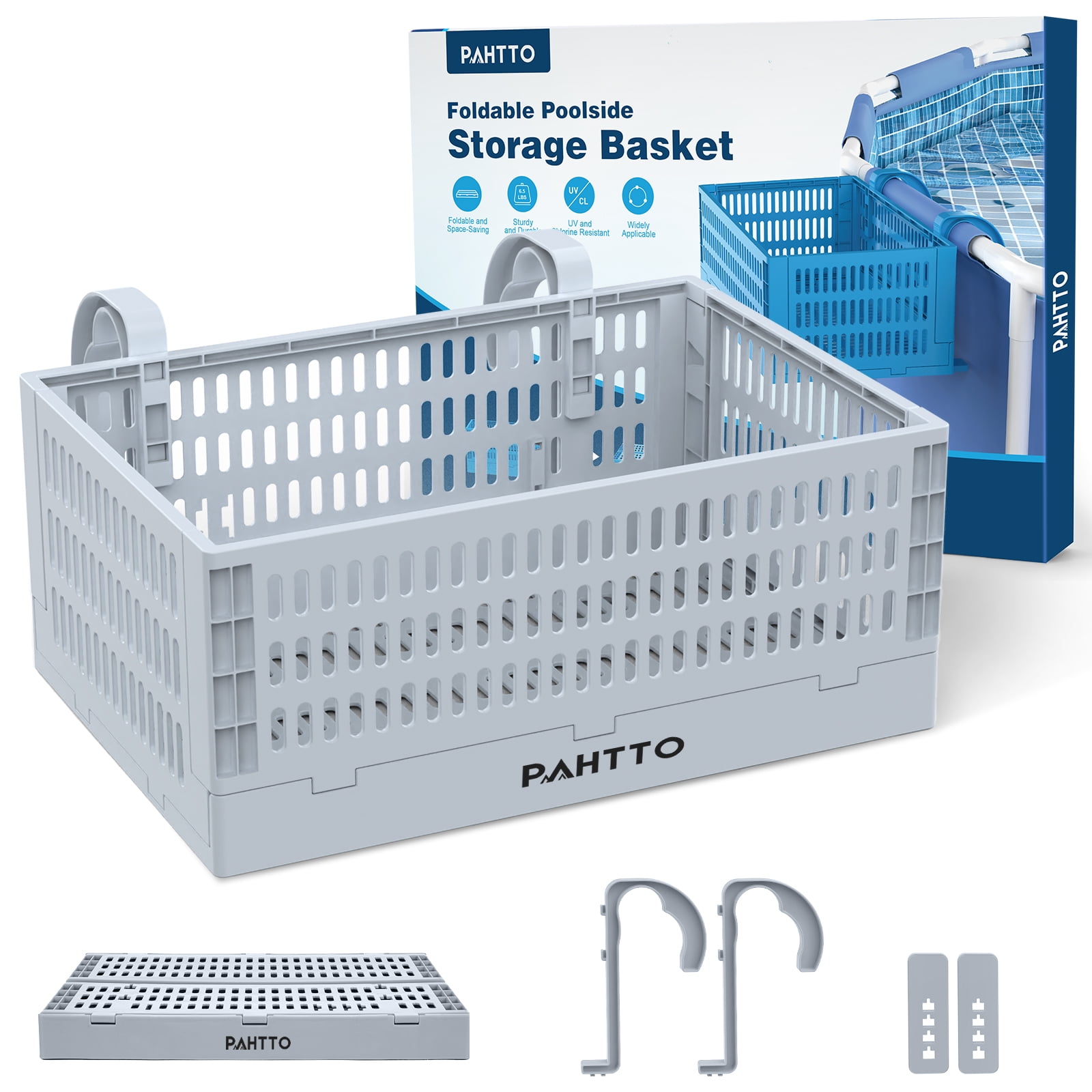 Foldable Poolside Mesh Storage Bin - Holder Caddy for Pool Toys, Towels ...