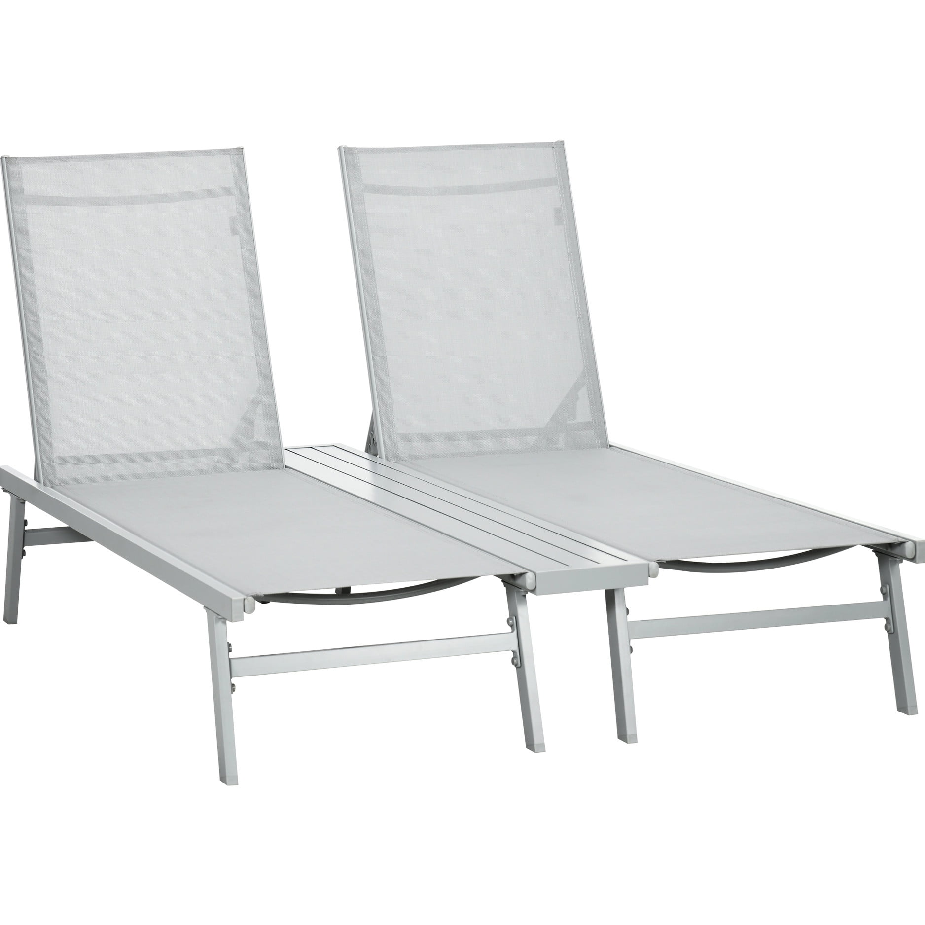 Poolside Sun Chairs Of 2 - Aluminum Outdoor Lounge With 5 Reclining ...