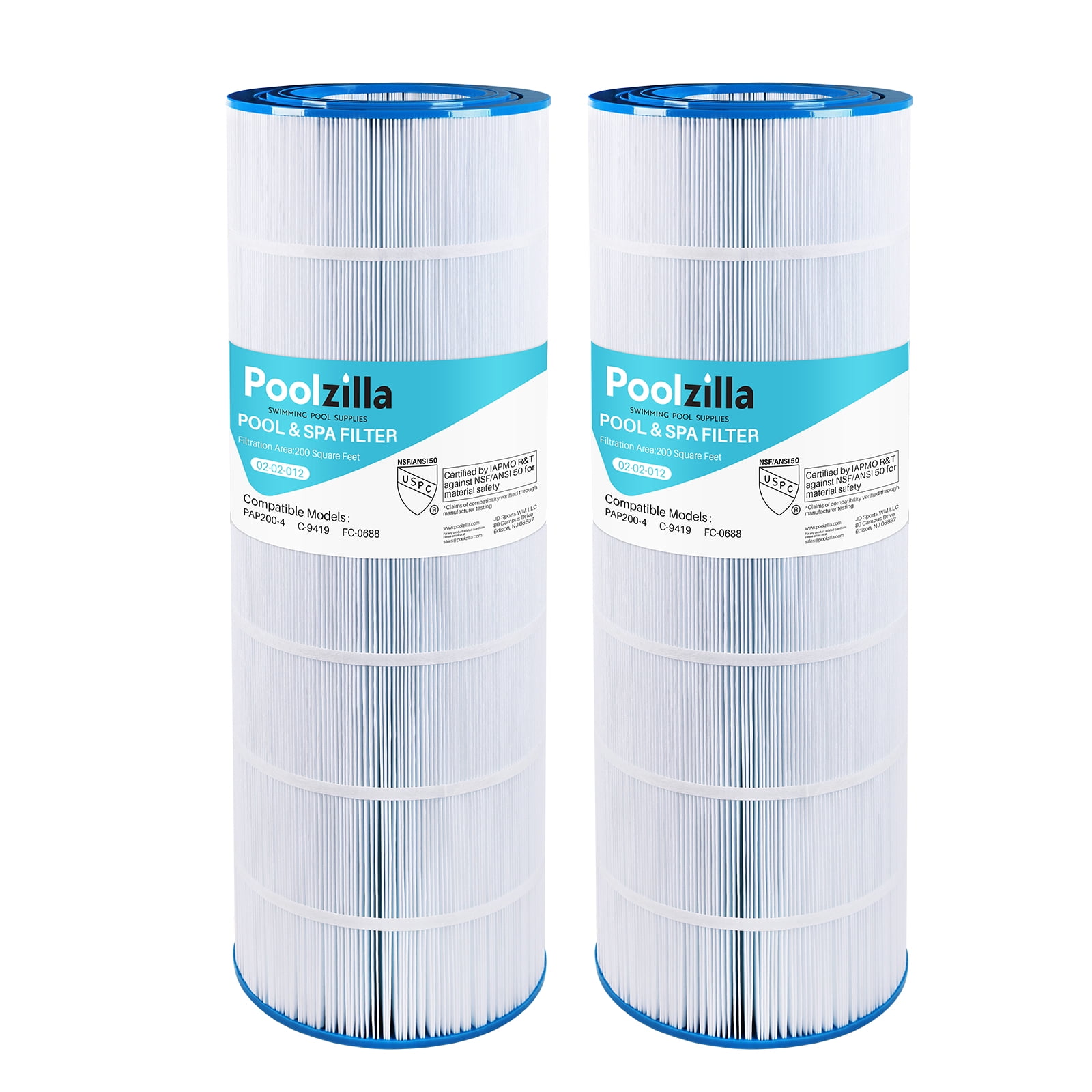 Poolzilla 2 Pack Spa Water Filter Cartridge Replacement for PAP200, Pentair CC200, Filbur FC ...