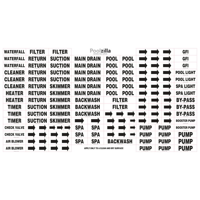 Poolzilla Waterproof Labels for Swimming Pool Equipment, Plumbing ...