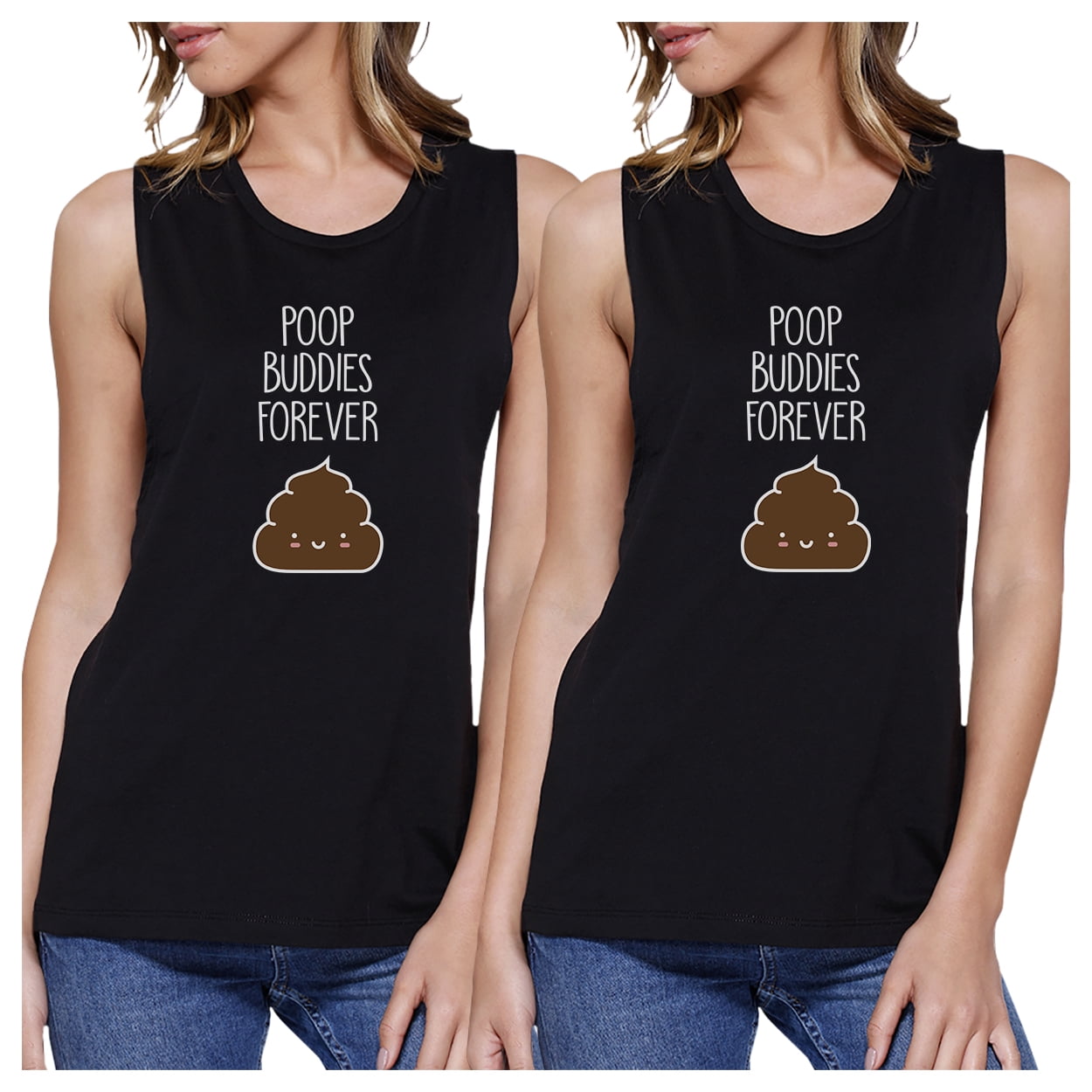 Poop Buddies BFF Matching Black Muscle Tops - Walmart.com