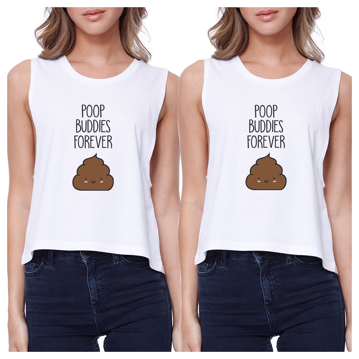 Poop Buddies BFF Matching White Crop Tops - Walmart.com