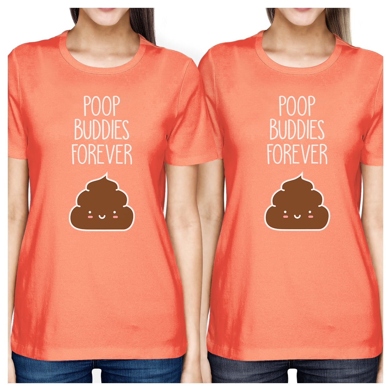 Poop Buddies Womens Peach BFF Matching Tops Short Sleeve Tee Shirts ...