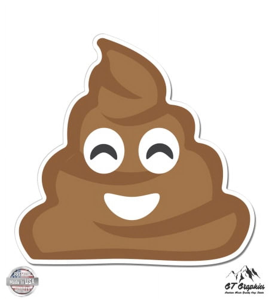 Poop Emoji - 5" Vinyl Sticker - For Car Laptop I-Pad - Waterproof Decal ...