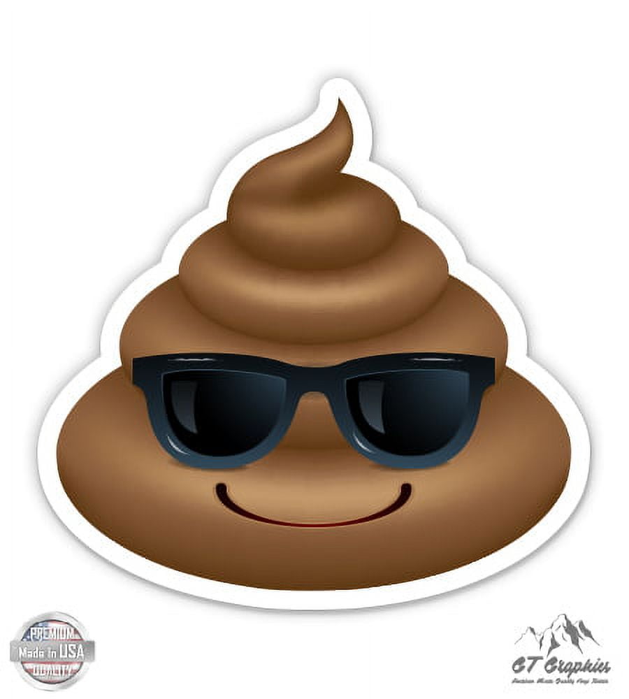 Poop Emoji Cool - 12" Vinyl Sticker Waterproof Decal - Walmart.com