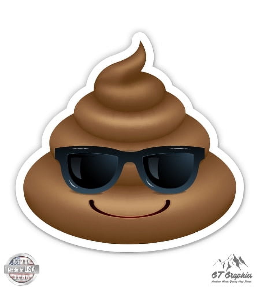 Poop Emoji Cool - 12" Vinyl Sticker Waterproof Decal - Walmart.com