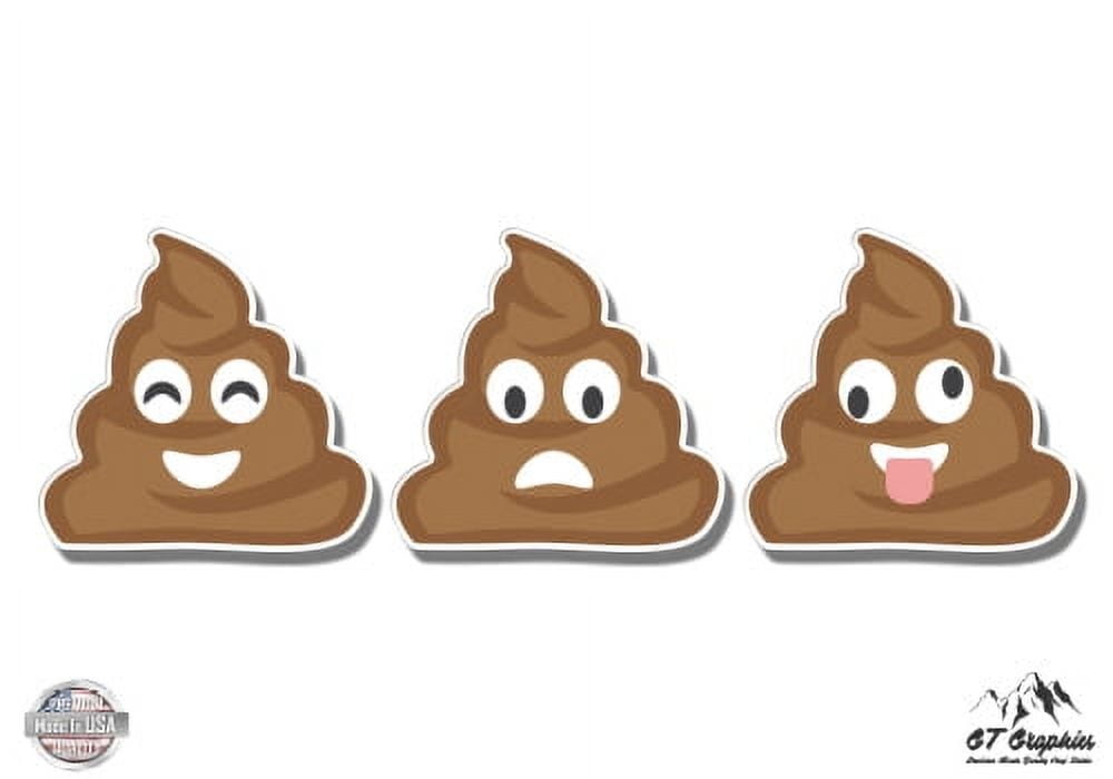 Poop Emoji Set of 3 - 8" Vinyl Sticker - For Car Laptop I-Pad ...