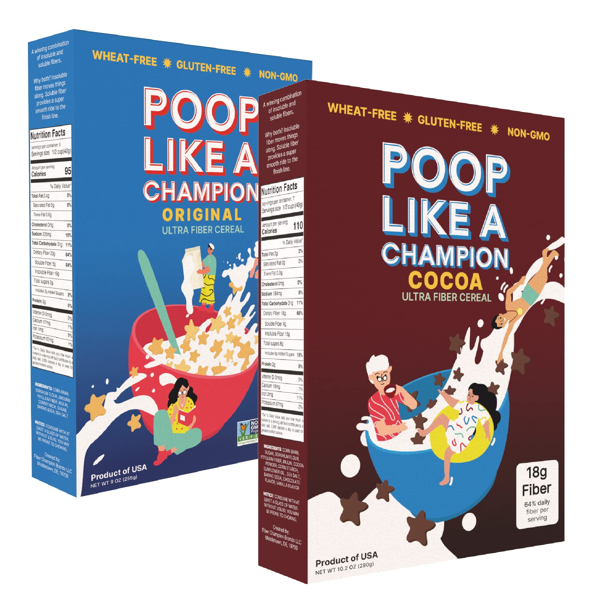 Poop Like A Champion Ultra Fiber Cereal Duo: Original + New Cocoa ...