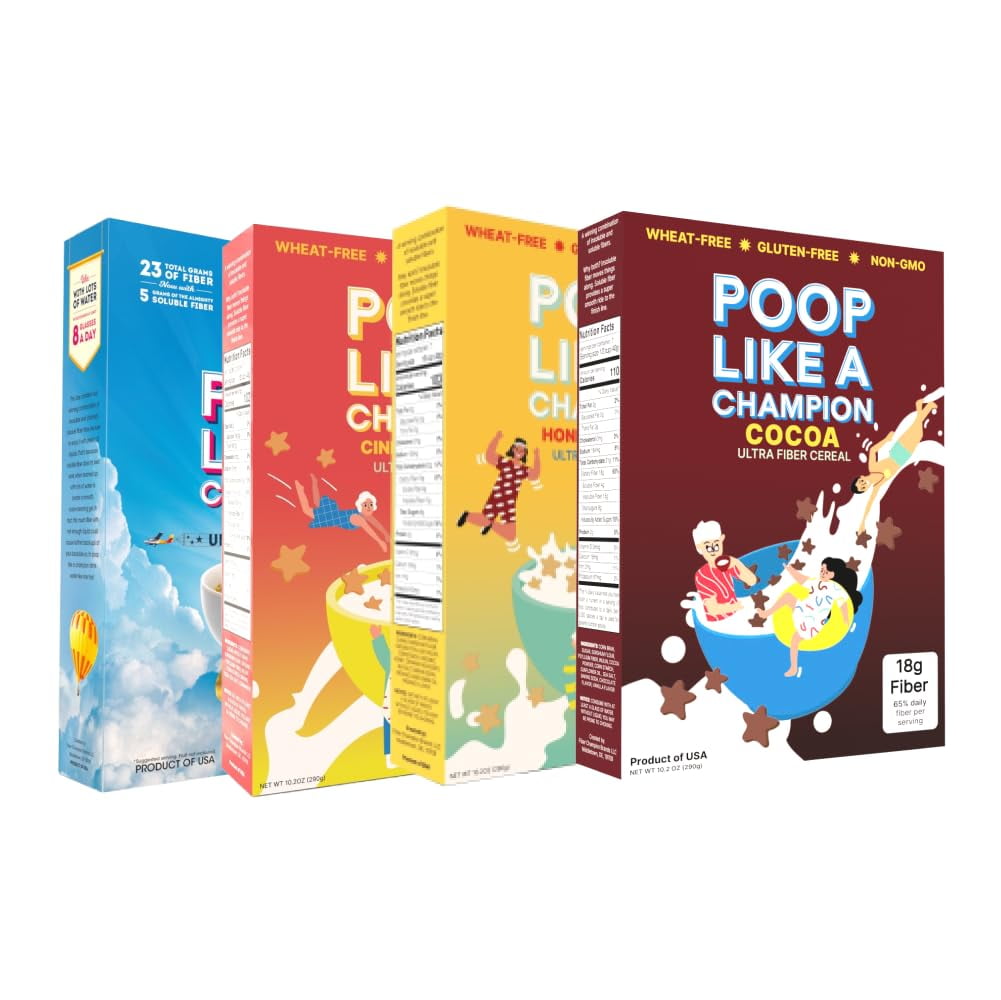 Poop Like A Champion Variety 4-Pack High Fiber Cereal | Gluten Free ...