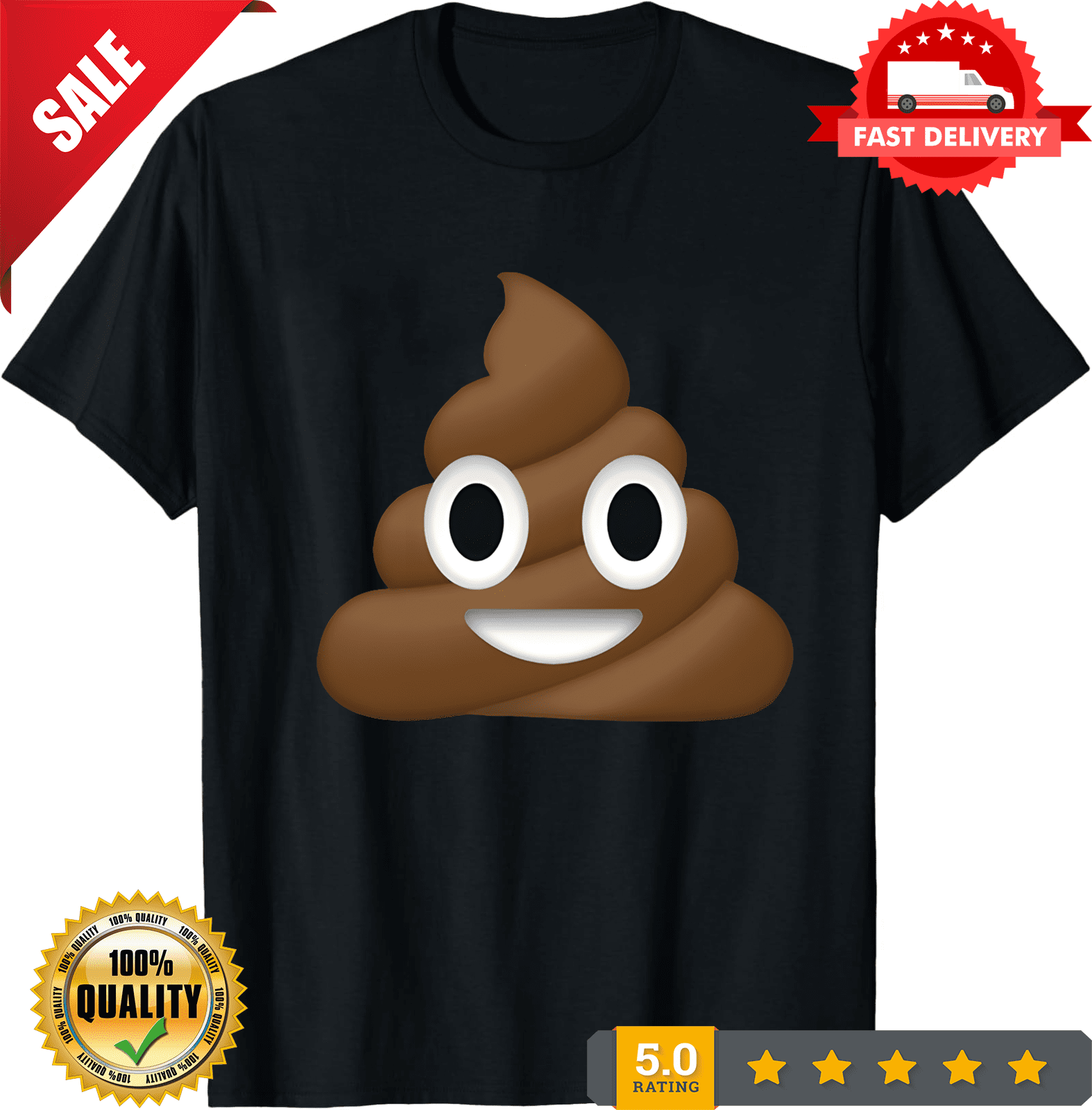 Poop Pile Smiling Happy Poop Pile Swirl of Poop Cute Funny T-Shirt ...