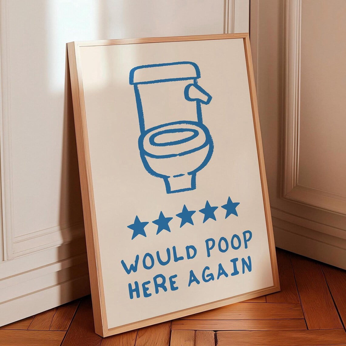 Would Poop Here Again Print Retro Bathroom Print Bathroom Quote Poster ...
