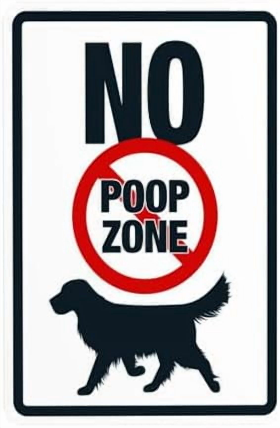 No Poop Zone With Dog Graphic Warning Sign, No Dog Poop Security Metal ...