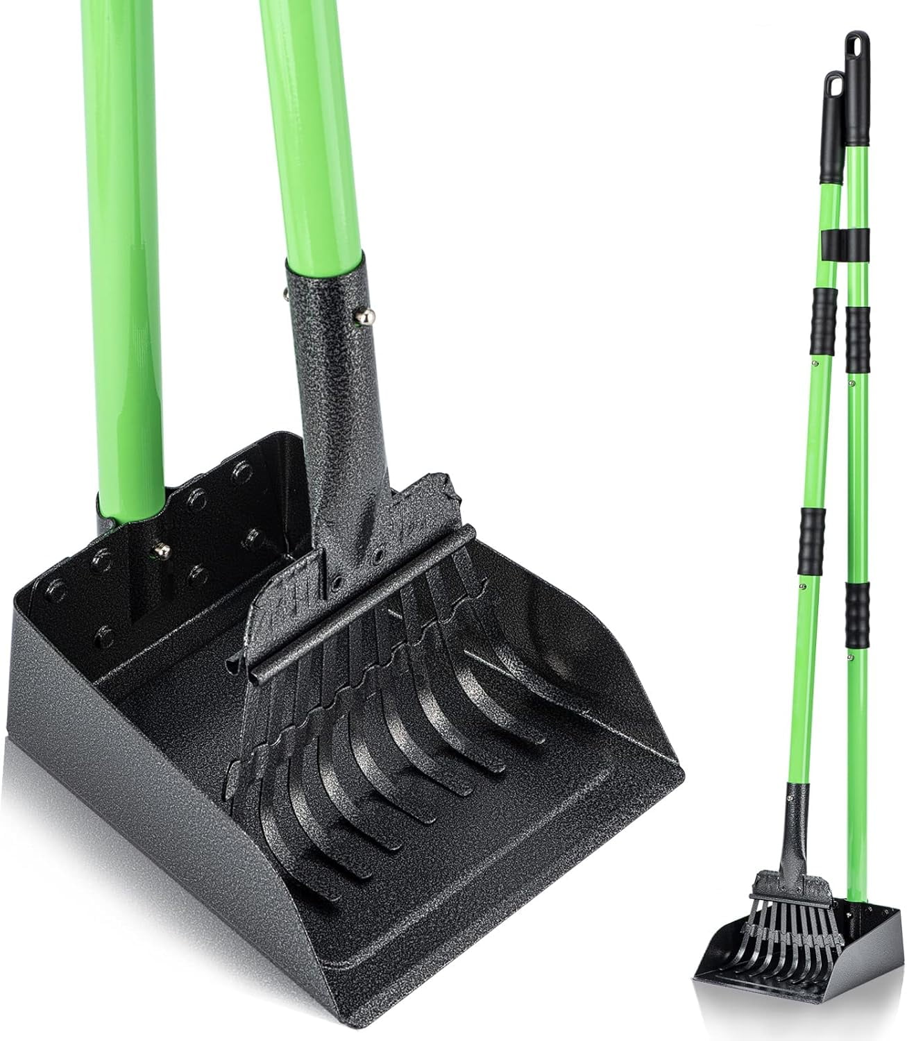 Pooper Scooper, Dog Pooper Scooper Long Handle Stainless Metal Tray and ...