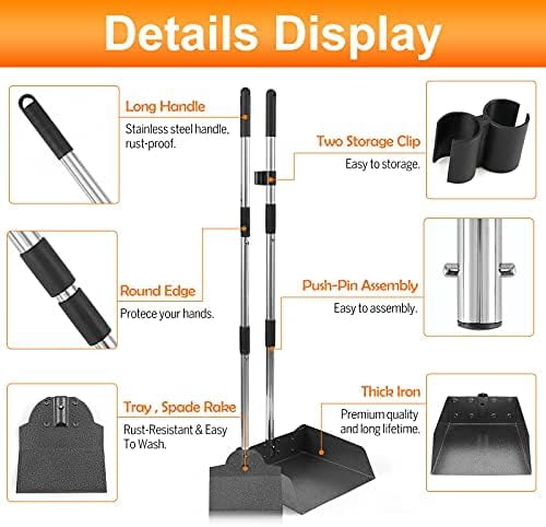 Pooper Scooper, Metal Aluminum Tray and Spade Poop Scoop Set with ...